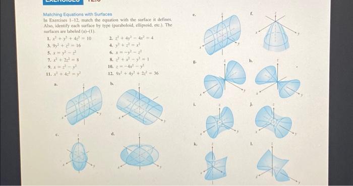 Solved Matching Equations with Surfaces In Exercises 1-12, | Chegg.com