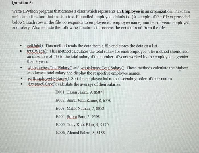 Solved Fourth bulletpoint: sort employee list by "Name" | Chegg.com