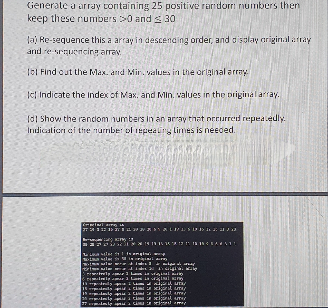 Solved Dev. C++Generate a array containing 25 ﻿positive | Chegg.com