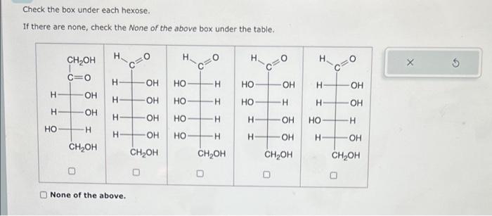 Solved Check the box under each hexose. If there are none, | Chegg.com