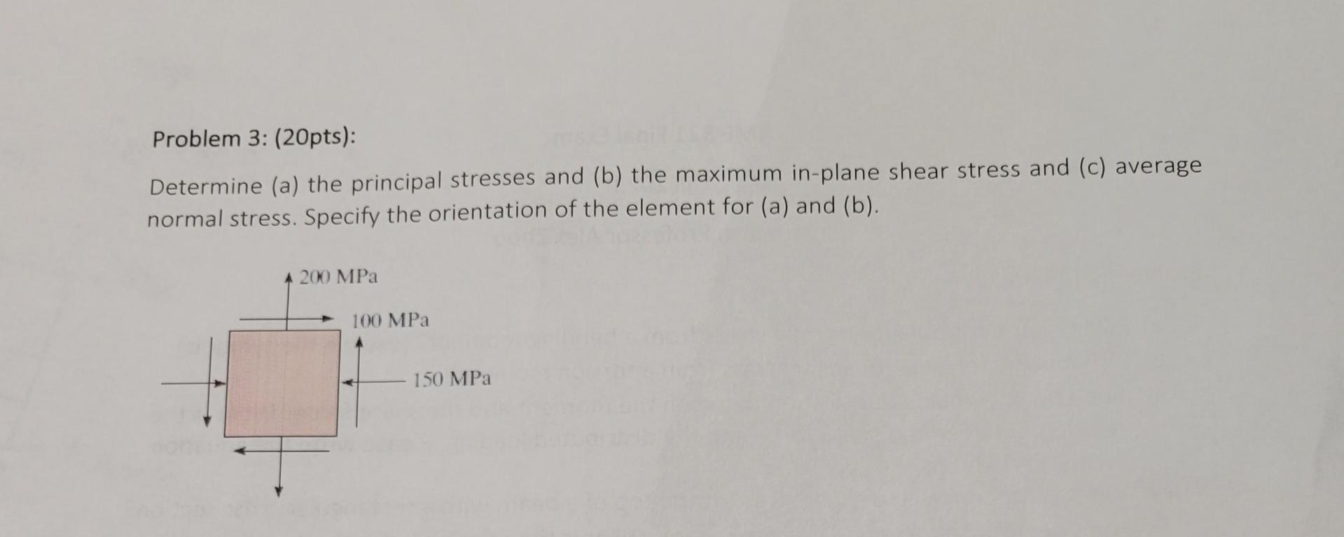 Solved Problem 3: (20pts): Determine (a) the principal | Chegg.com