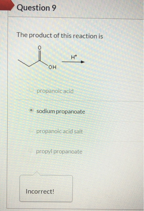 Solved Question 9 The product of this reaction is OH | Chegg.com