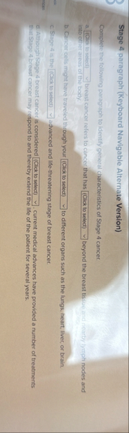 Solved Stage 4 ﻿paragraph (Keyboard Navigable Alternate | Chegg.com