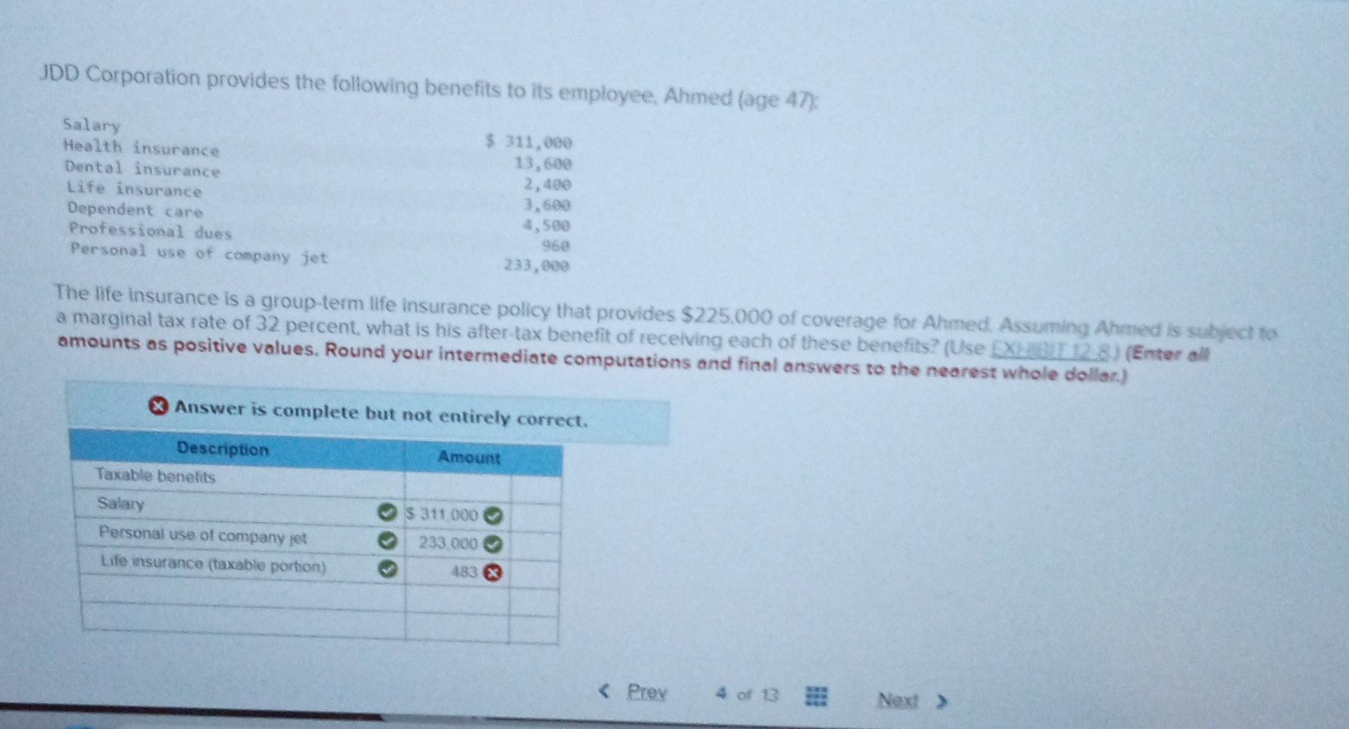 Solved JDD Corporation provides the following benefits to | Chegg.com