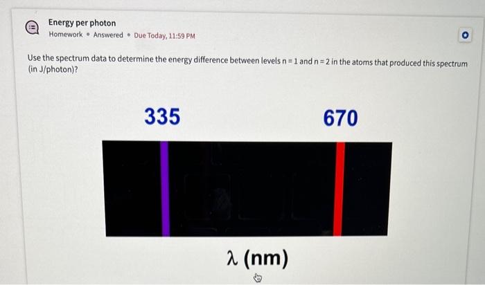 Solved Energy per photon Homework • Answered * Due Today, | Chegg.com