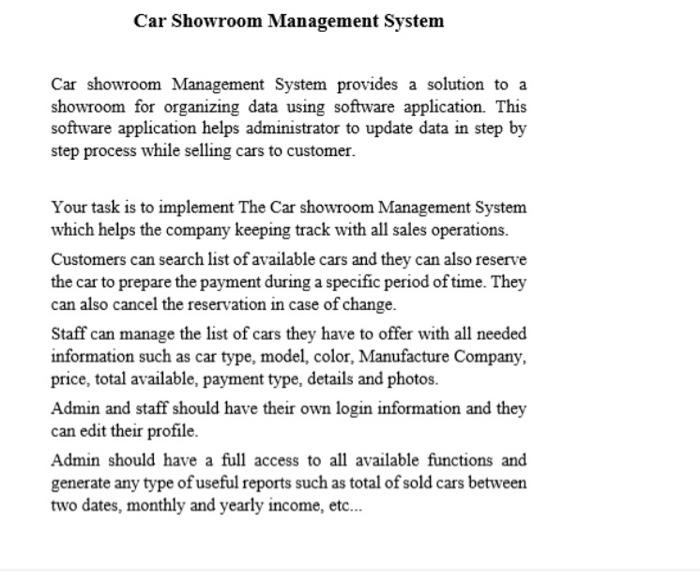 Solved can i have a UML Sequence diagram for car showroom | Chegg.com