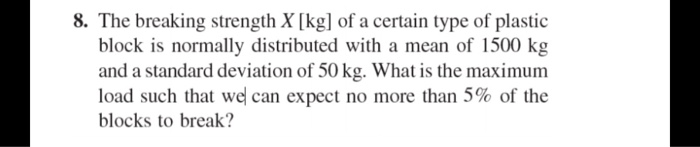 Solved 8. The breaking strength X [kg] of a certain type of | Chegg.com