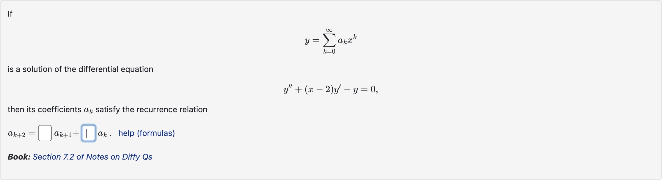 Solved Ify=∑k=0∞akxkis ﻿a solution of ﻿the differential | Chegg.com