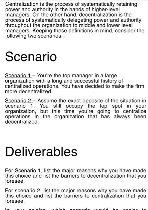 Solved Centralization is the process of systematically | Chegg.com