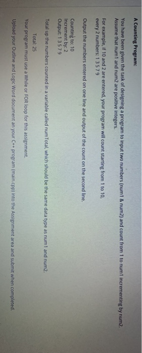 Solved A Counting Program: You have been given the task of | Chegg.com