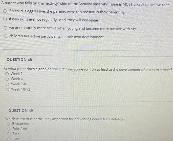 Solved A parent who falls on the "activity" side of the | Chegg.com