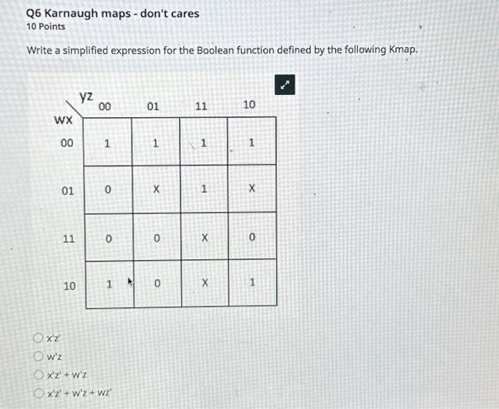 Solved Q5 Karnaugh maps 10 Points Create a Kmap of the | Chegg.com