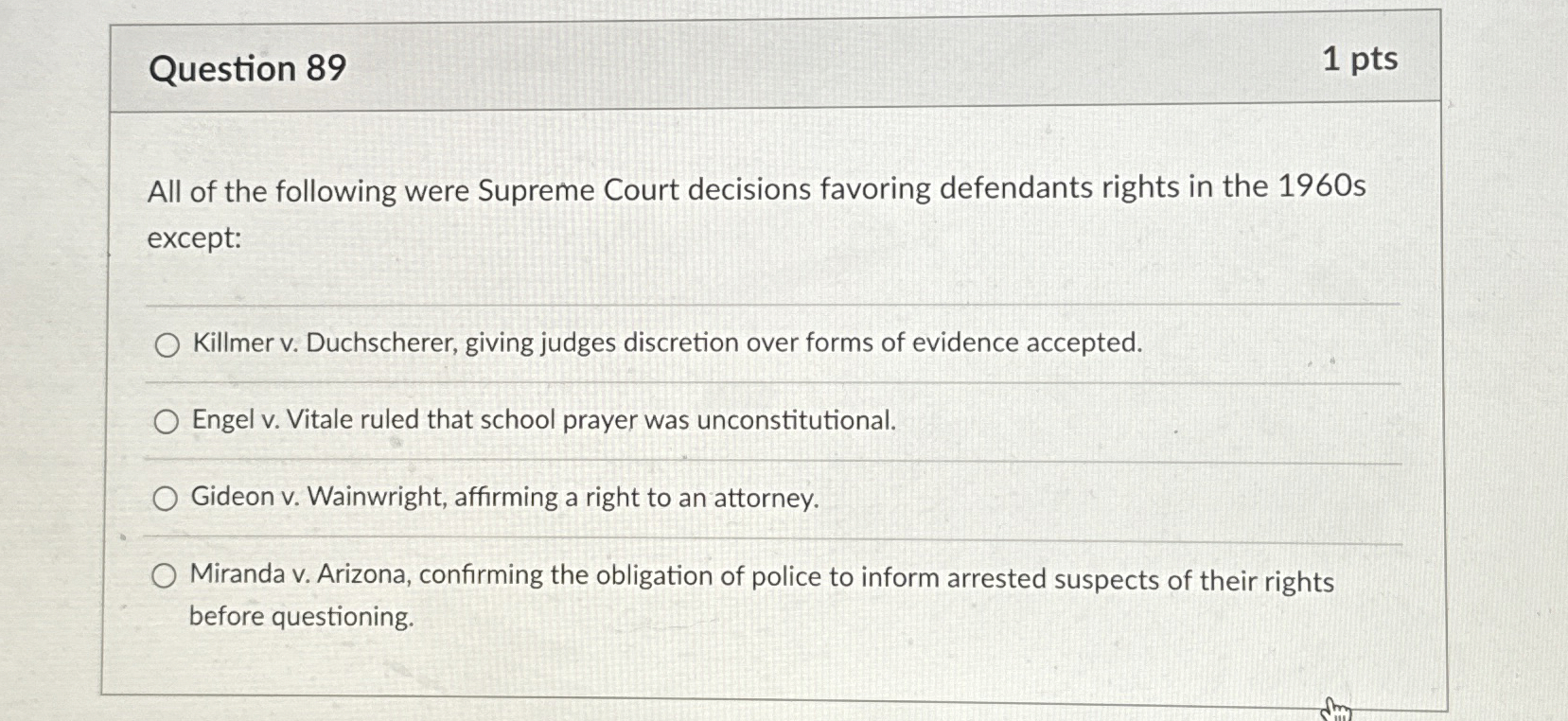 Solved Question 891 ﻿ptsAll of the following were Supreme | Chegg.com