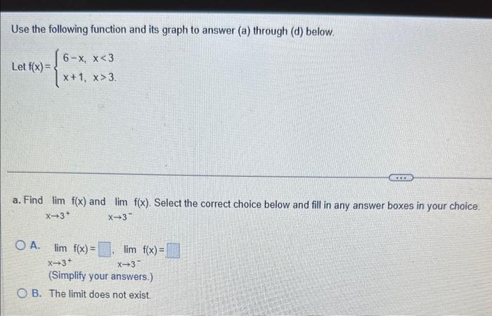 Solved Use the following function and its graph to answer | Chegg.com