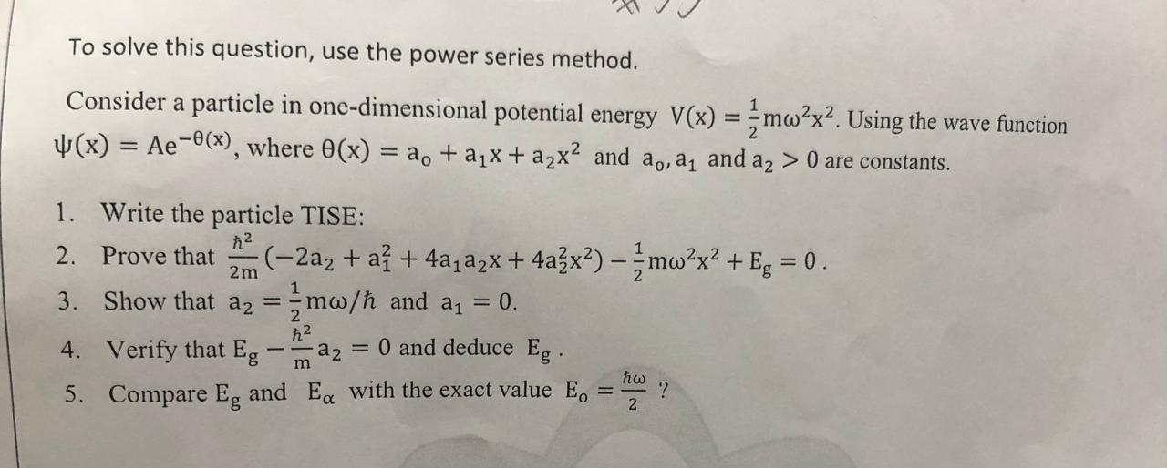 Solved To solve this question, use the power series | Chegg.com