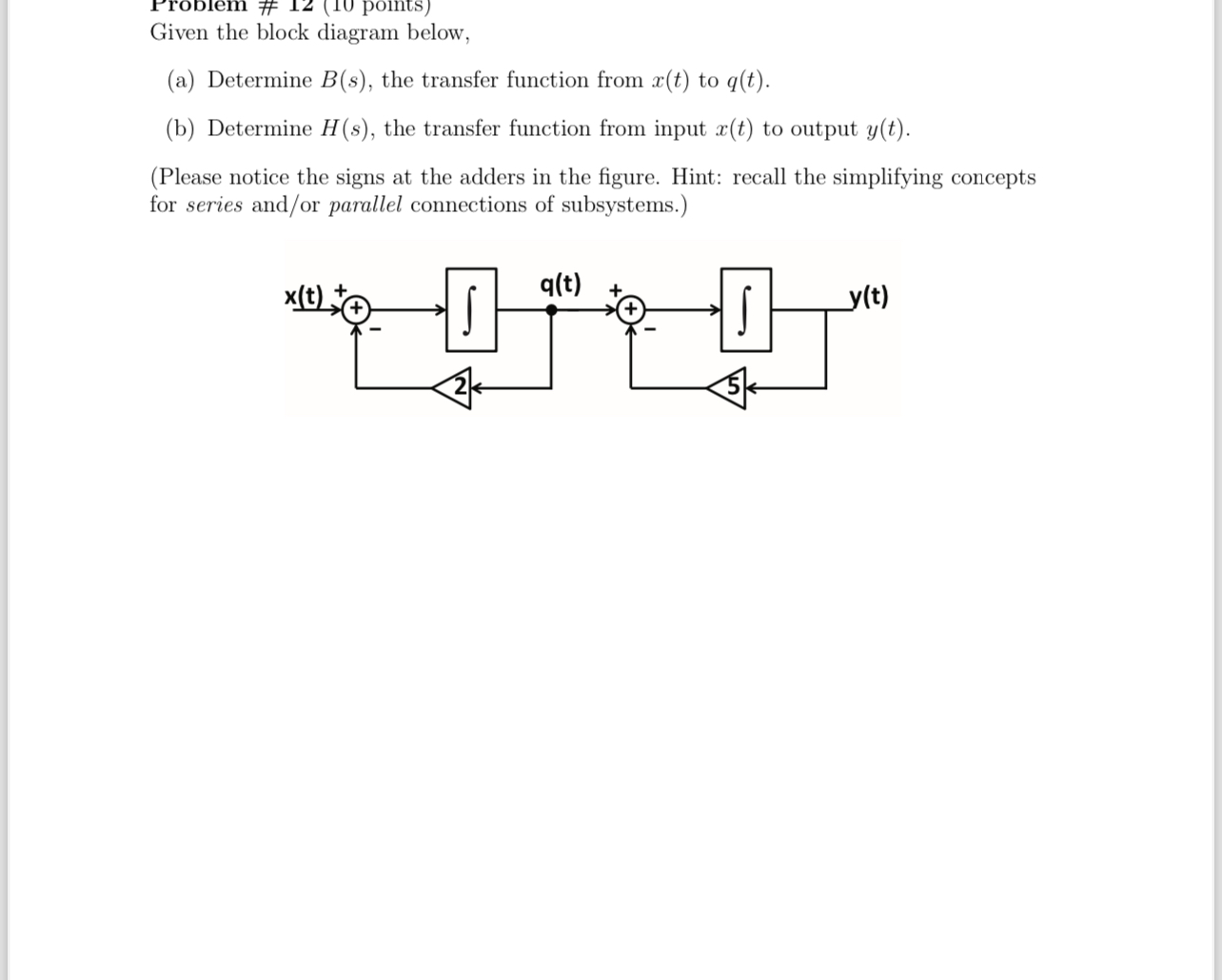 Solved Given the block diagram below,(a) ﻿Determine B(s), | Chegg.com