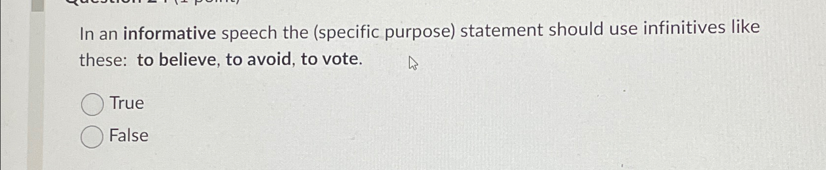 Solved In an informative speech the (specific purpose) | Chegg.com