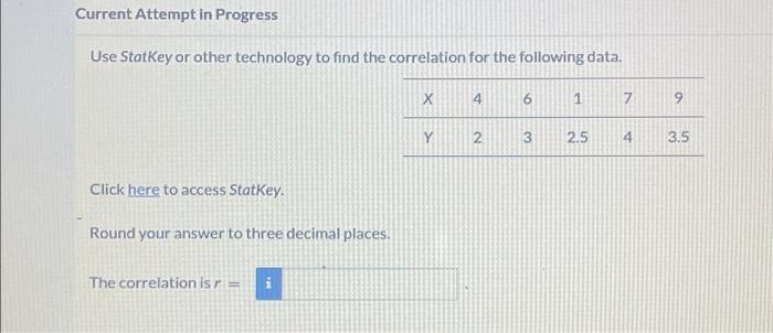 Solved Current Attempt in Progress Use StatKey or other | Chegg.com