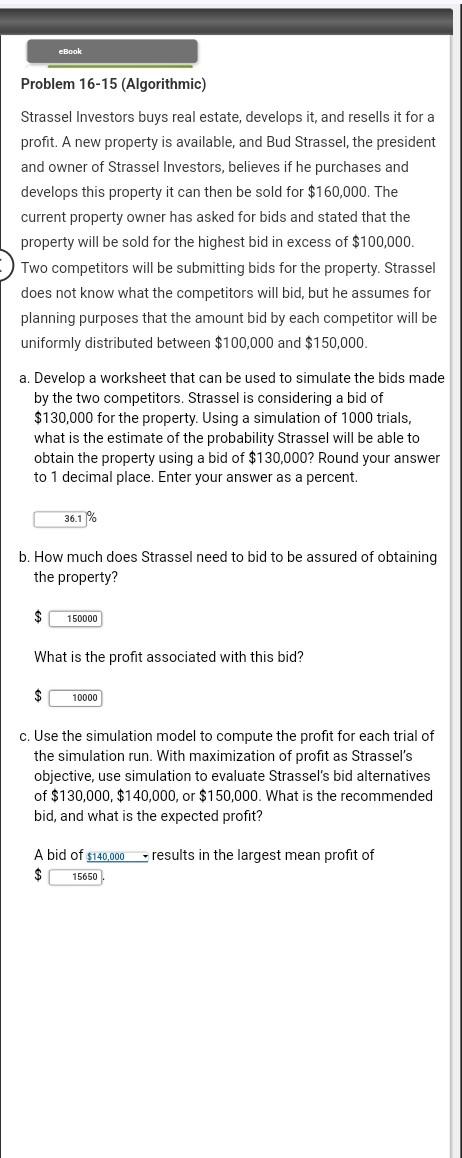 Solved Problem 16-15 (Algorithmic) Strassel Investors buys | Chegg.com