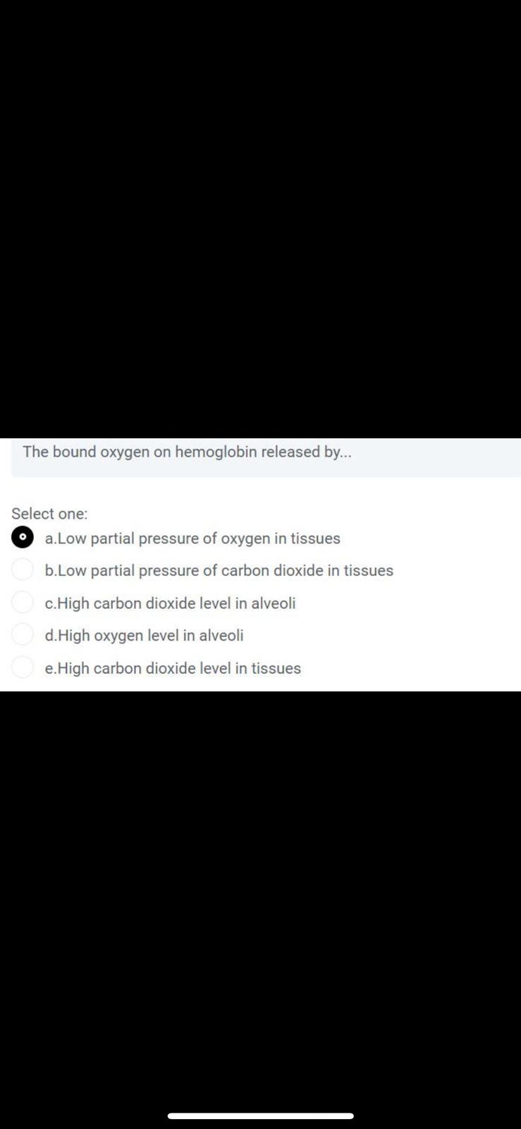 Solved The bound oxygen on hemoglobin released by...Select | Chegg.com