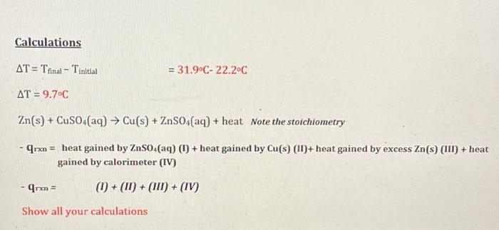 Solved Determination of Heat of Reaction Mass of CuSO4.5H20 | Chegg.com