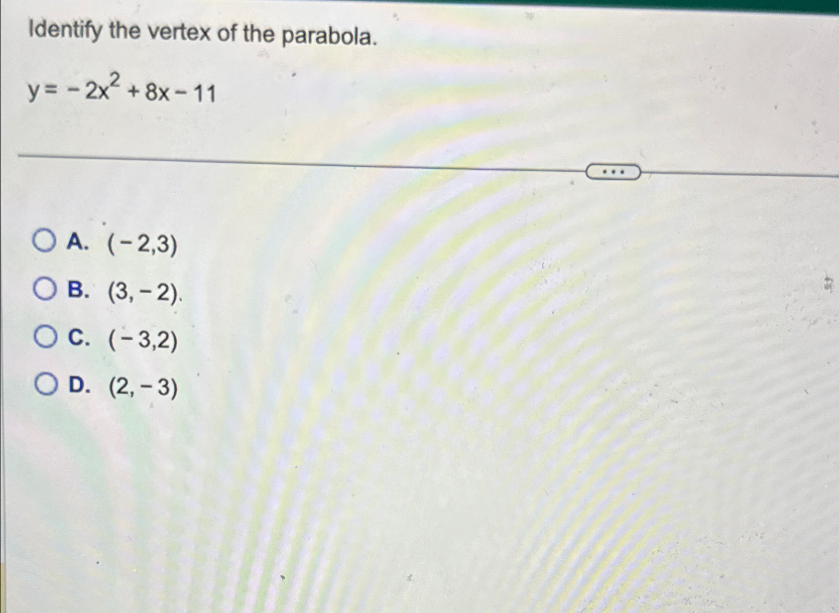 Solved Identify the vertex of the | Chegg.com