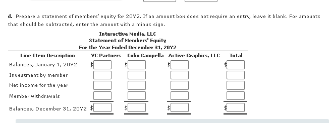 Solved LLC net income and statement of members' | Chegg.com