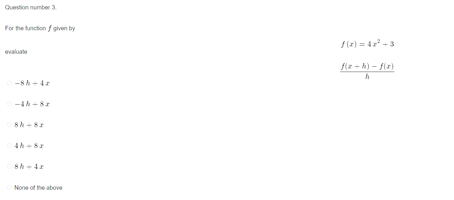 Solved Question number 3.For the function f ﻿given | Chegg.com