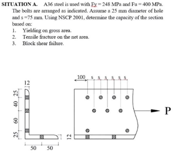 Solved SITUATION A. A36 steel is used with Ex=248 MPa and Fu | Chegg.com