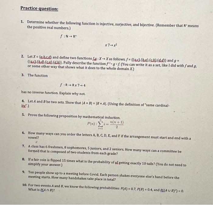 Solved 1. Determine whether the following function is | Chegg.com