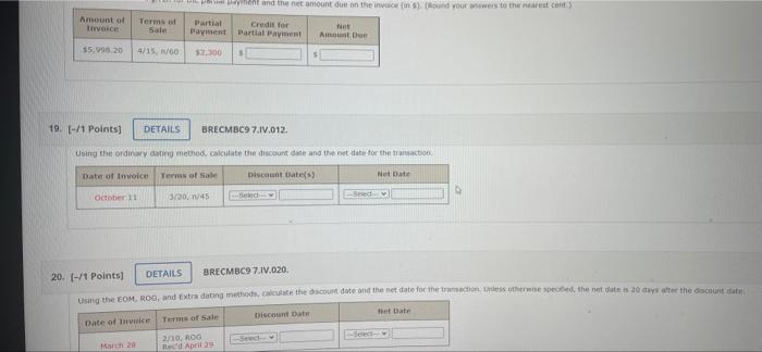 Solved Amount of Invoice Terms of Sale and the net amount | Chegg.com