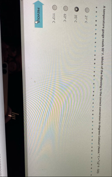 Solved A temperature gauge reads 95°F. ﻿Which of the | Chegg.com
