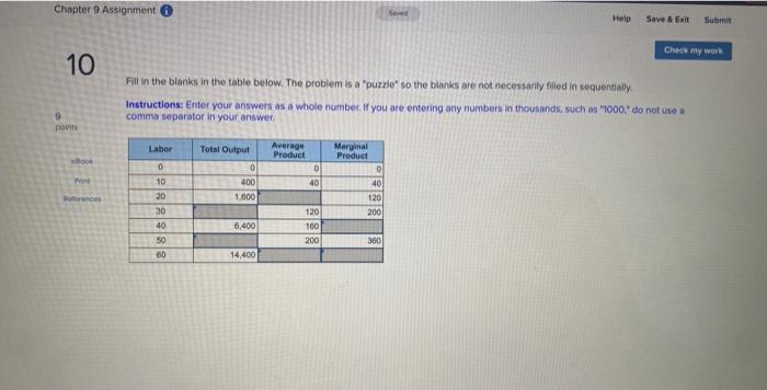 Solved Chapter 9 Assignment Saved Help Save & Exit Submit | Chegg.com Solved Chapter 9 Assignment Saved Help Save & Exit Submit | Chegg.com