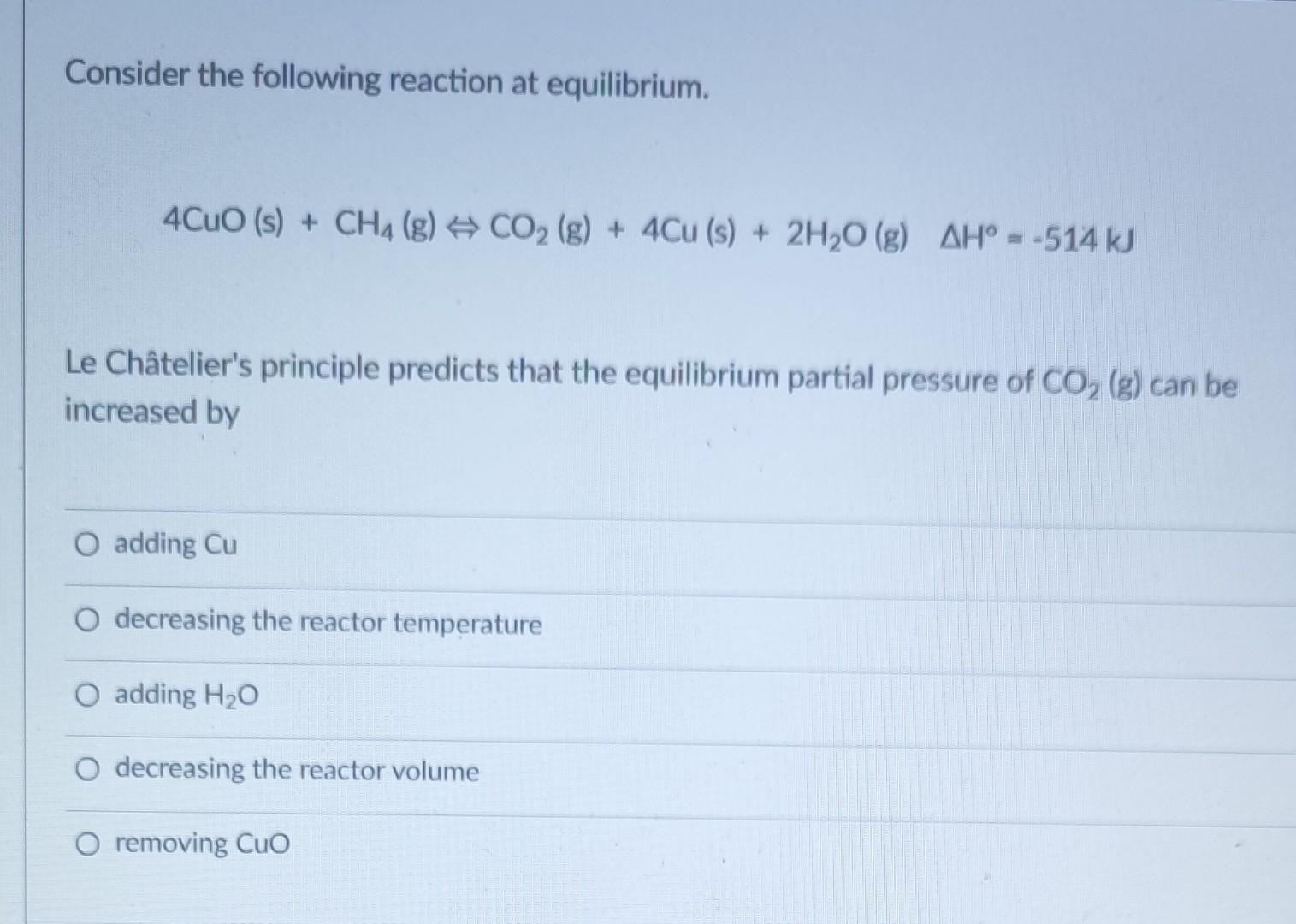 Solved Consider the following reaction at equilibrium. | Chegg.com