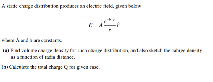 Solved A static charge distribution produces an electric | Chegg.com