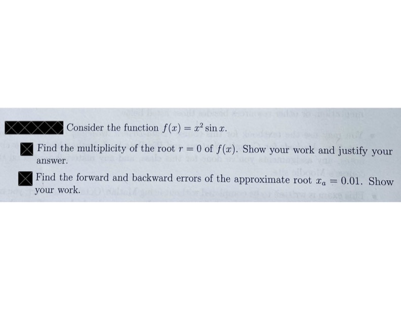 Solved Consider the function f(x)=x2sinx.Find the | Chegg.com