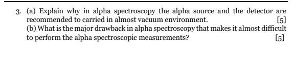Solved 3. (a) Explain why in alpha spectroscopy the alpha | Chegg.com