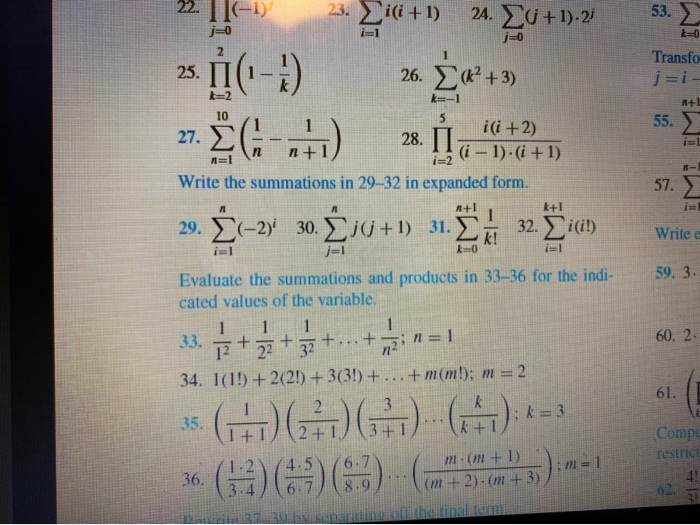 Solved 53. Σ I=1 =0 26. Σ( + 3). Transfo j =ί - == Ξ ». Σα + | Chegg.com