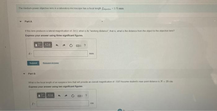 Solved The medium power objective lens in a laboratory | Chegg.com