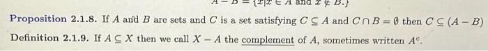 Solved Proposition 2.1.8. If A and B are sets and C is a set | Chegg.com
