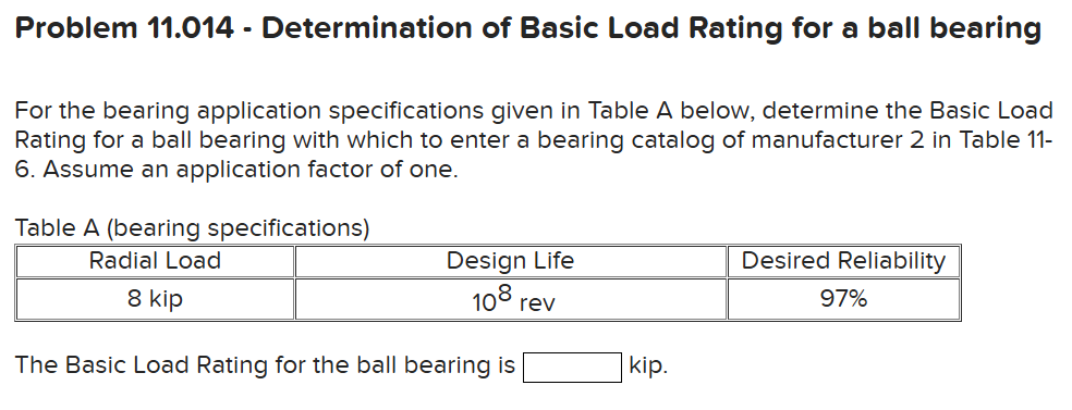 Solved Problem 11.014 - ﻿Determination of Basic Load Rating | Chegg.com