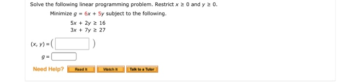 Solved Solve the following linear programming problem. | Chegg.com