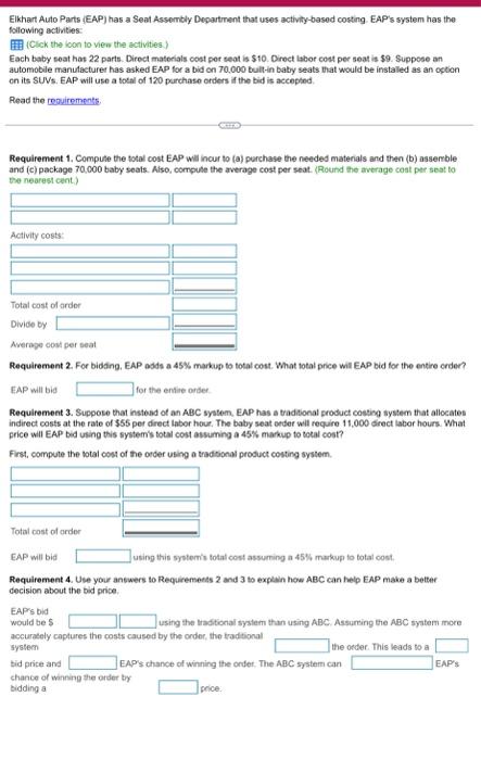 Solved Requirements 1. Compute the total cost EAP will incur | Chegg.com