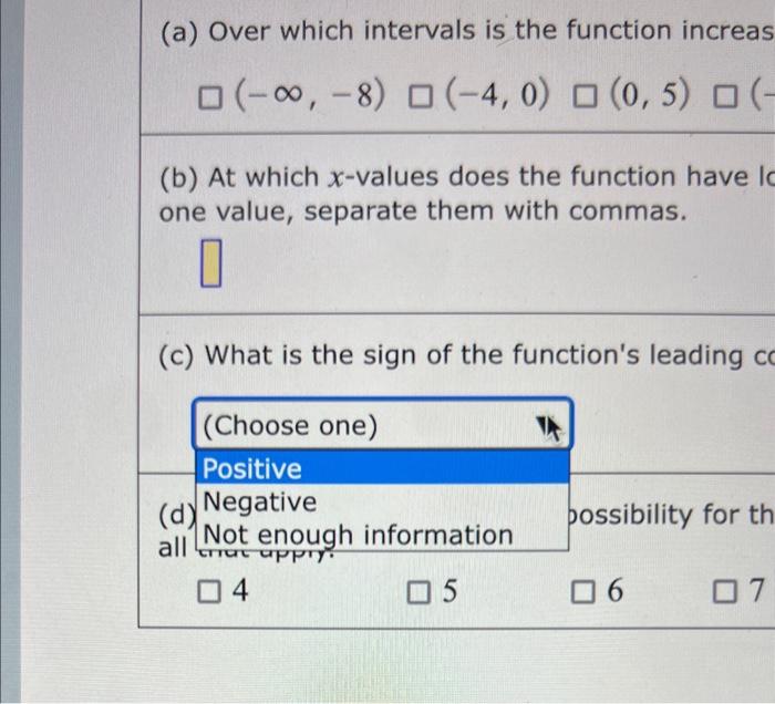 Solved (a) Over which intervals is the function increasing? | Chegg.com
