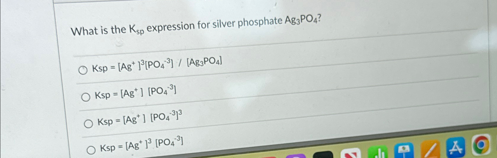 Solved What is the Ksp ﻿expression for silver phosphate | Chegg.com