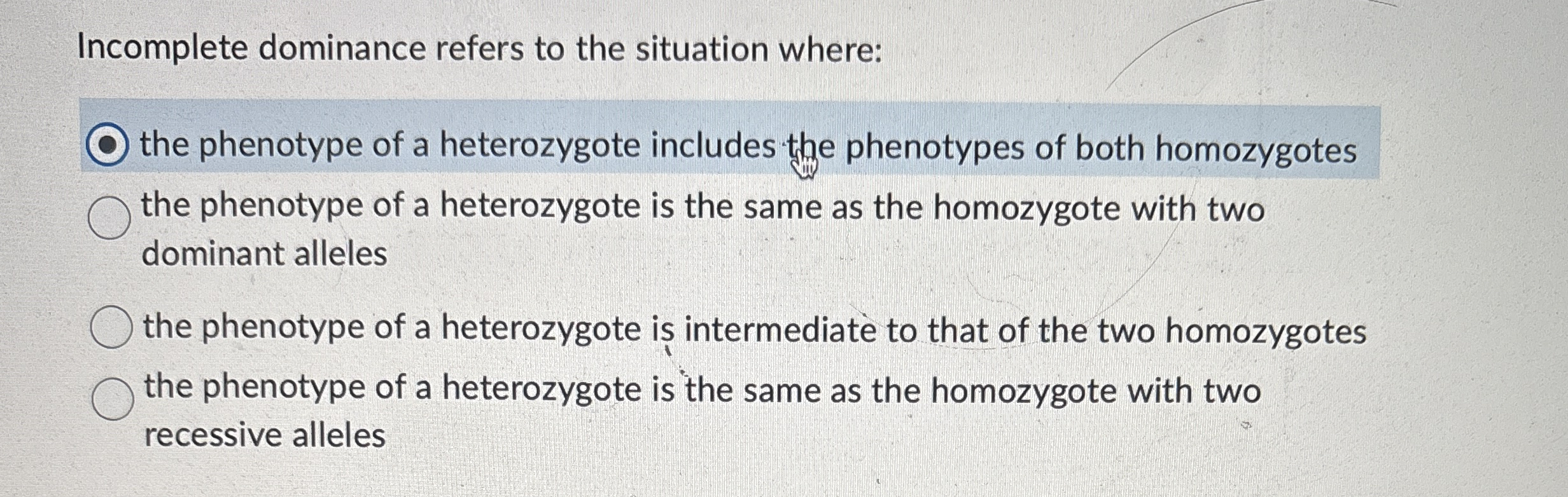Solved Incomplete dominance refers to the situation | Chegg.com