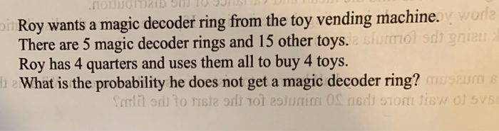 Solved olub USD Roy wants a magic decoder ring from the toy | Chegg.com