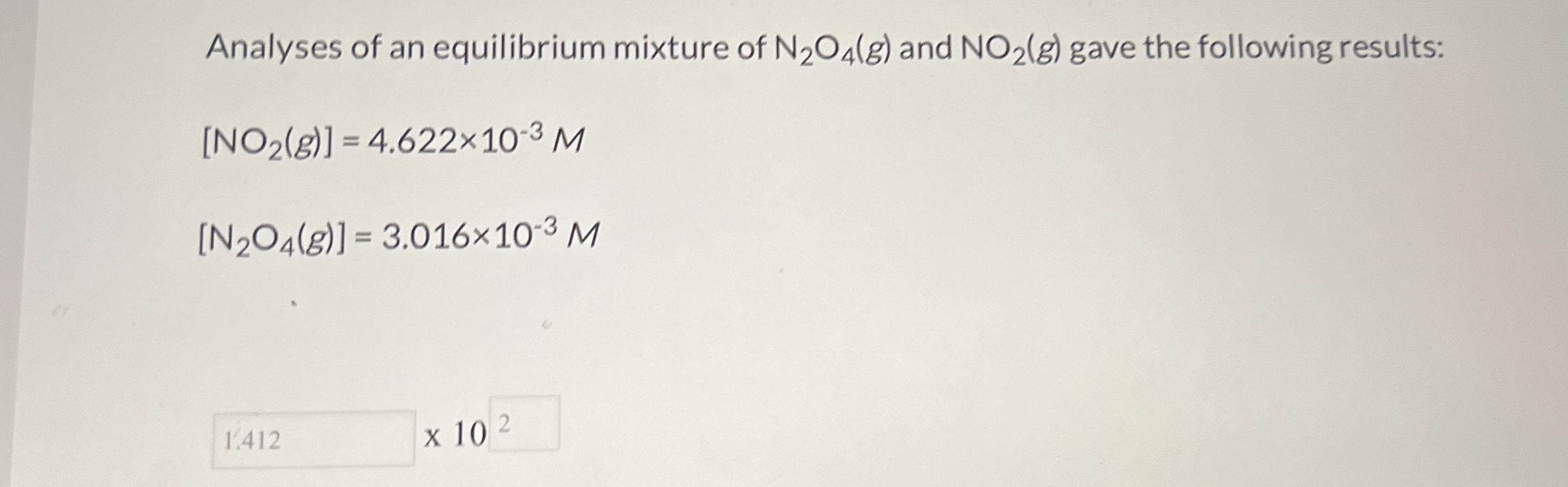 Solved Analyses of an equilibrium mixture of N2O4(g) ﻿and | Chegg.com