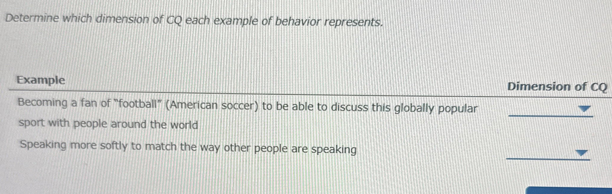 Solved Determine which dimension of CQ each example of | Chegg.com