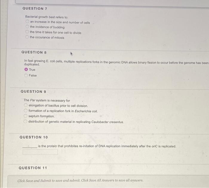 Solved QUESTION 7 Bacterial growth best refers to: an | Chegg.com